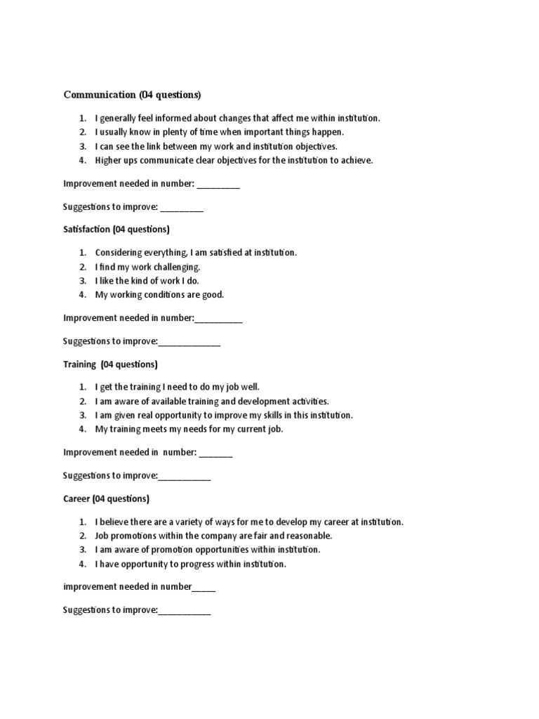 Orgn Climate Questionnaire | PDF | Performance Appraisal | Employment