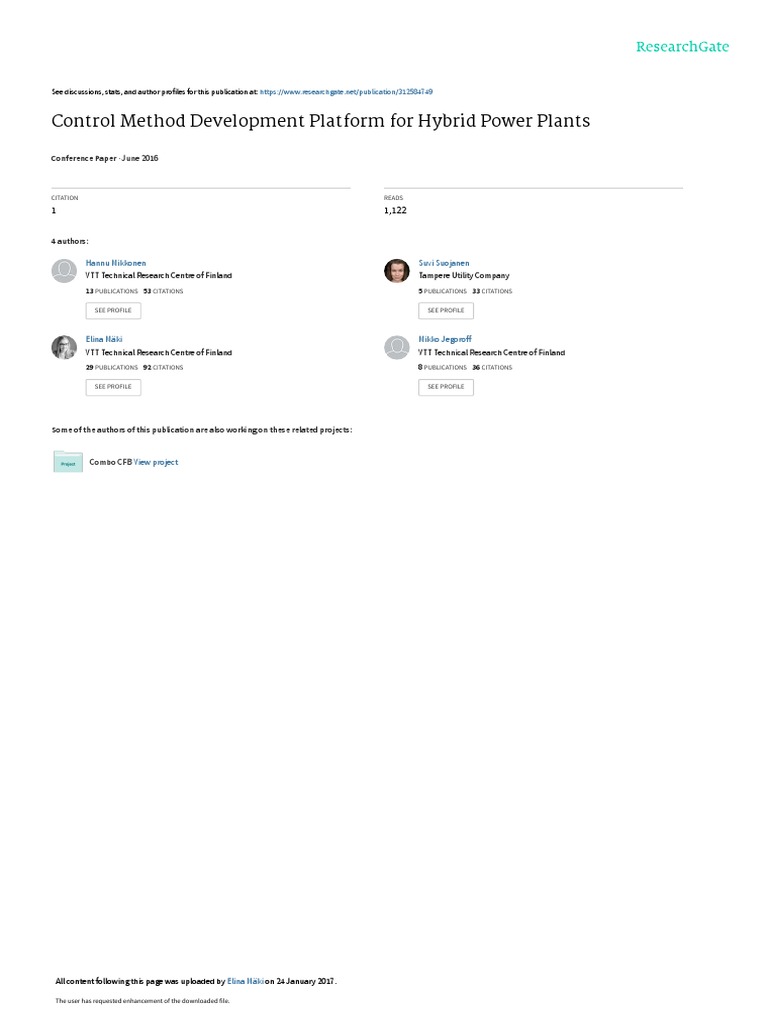Control Method Development Platform For Hybrid Power Plants: June 2016 ...