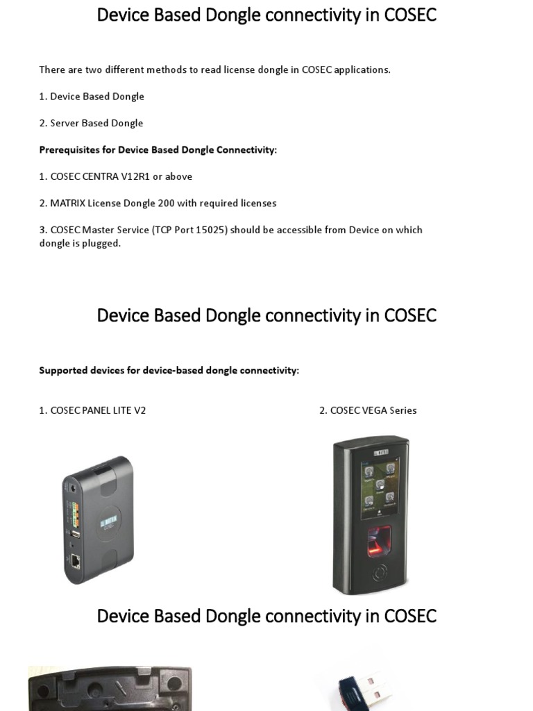 COSEC Device Dongle Connectivity | PDF