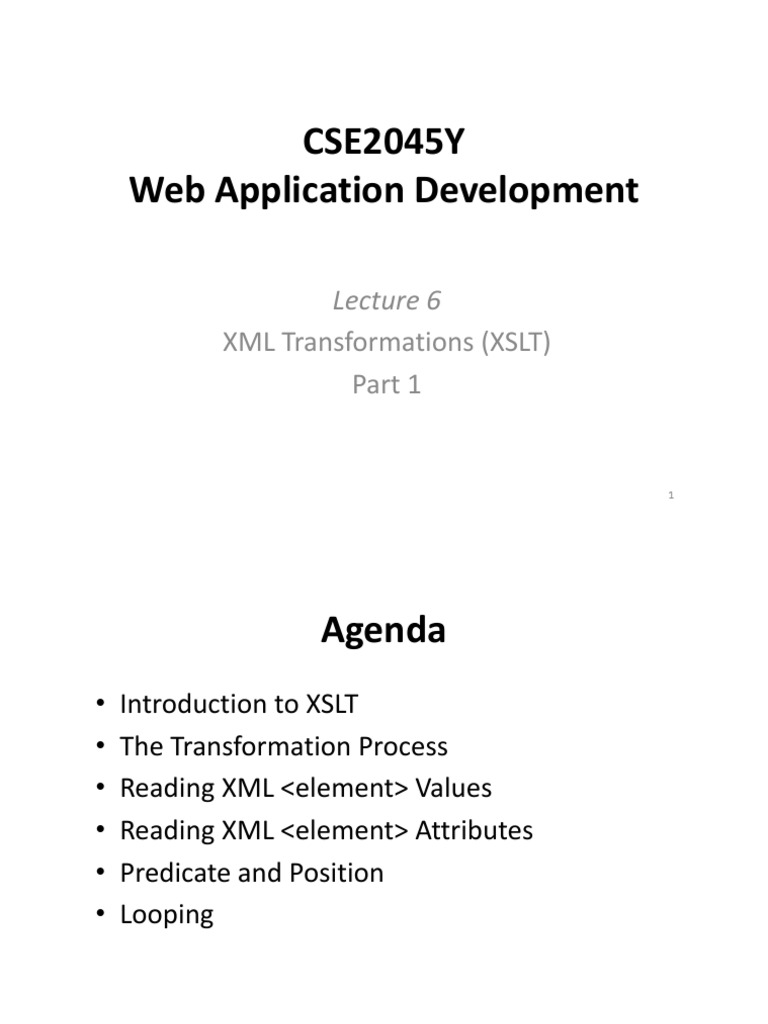 Cse2045y Web Application Development Xml Transformations Xslt Download Free Pdf Xslt X Path