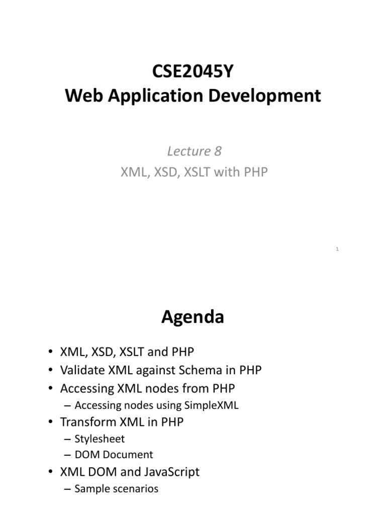 CSE2045Y Web Application Development: XML, XSD, XSLT With PHP | PDF | Xslt | Xml