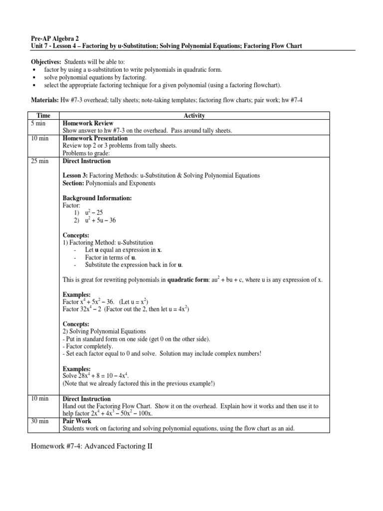 Factor Flow Chart Pdf Pdf Factorization Polynomial