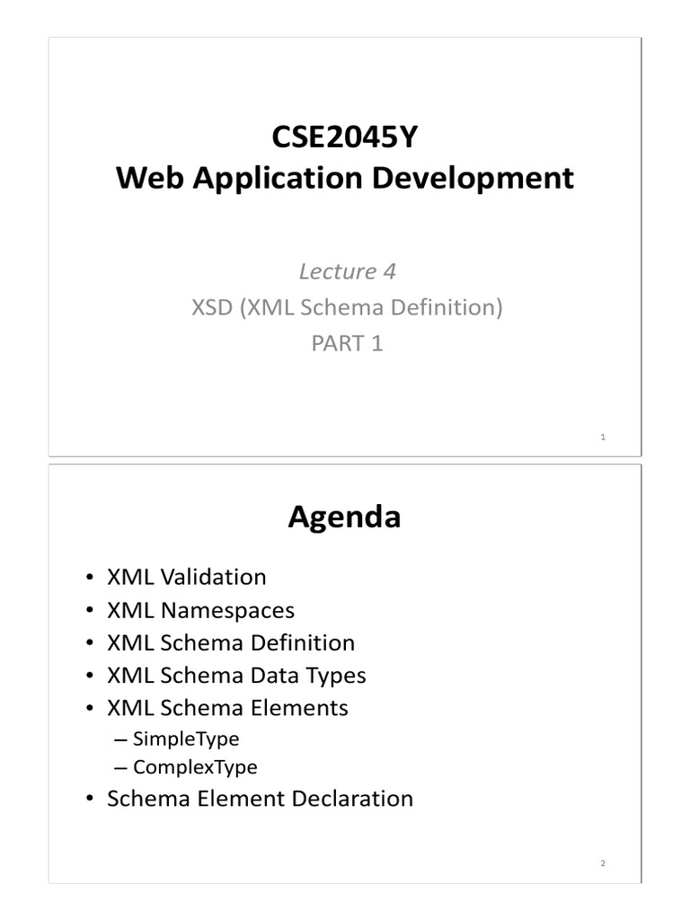 CSE2045Y Web Application Development: XSD (XML Schema Definition) | PDF | Xml | Xml Schema
