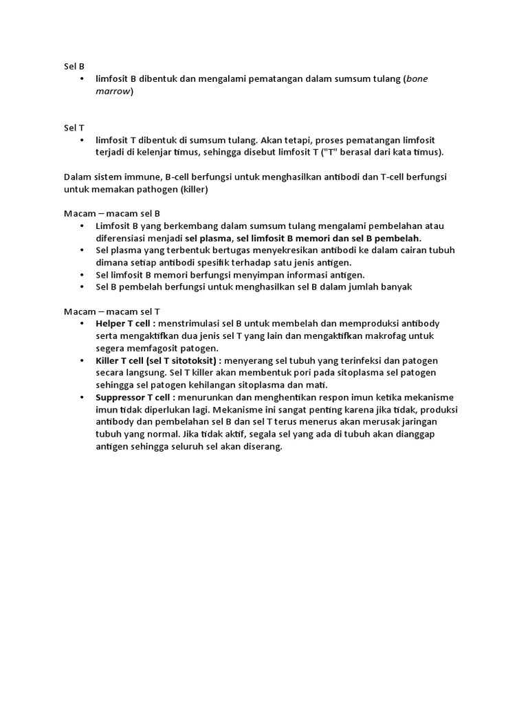 Sel B Dan Sel T | PDF