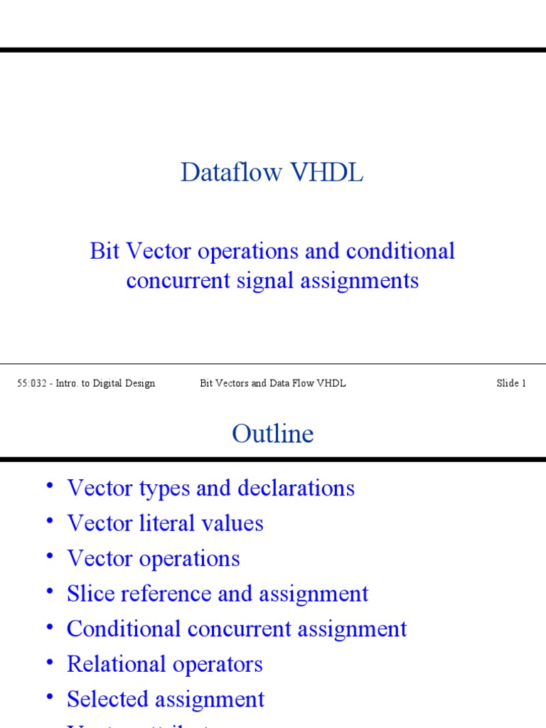 Dataflow Vhdl Bit Vector Operations And Conditional Concurrent Signal Assignments Pdf Bit