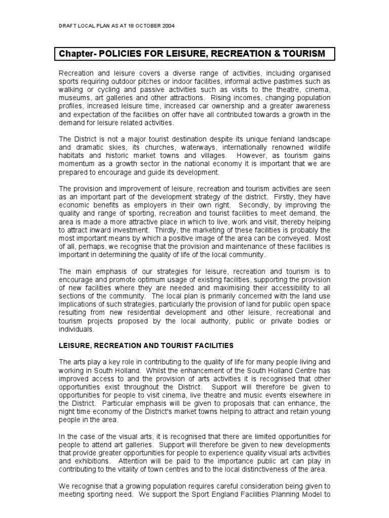 Chapter-Policies For Leisure, Recreation & Tourism | PDF | Tourism ...