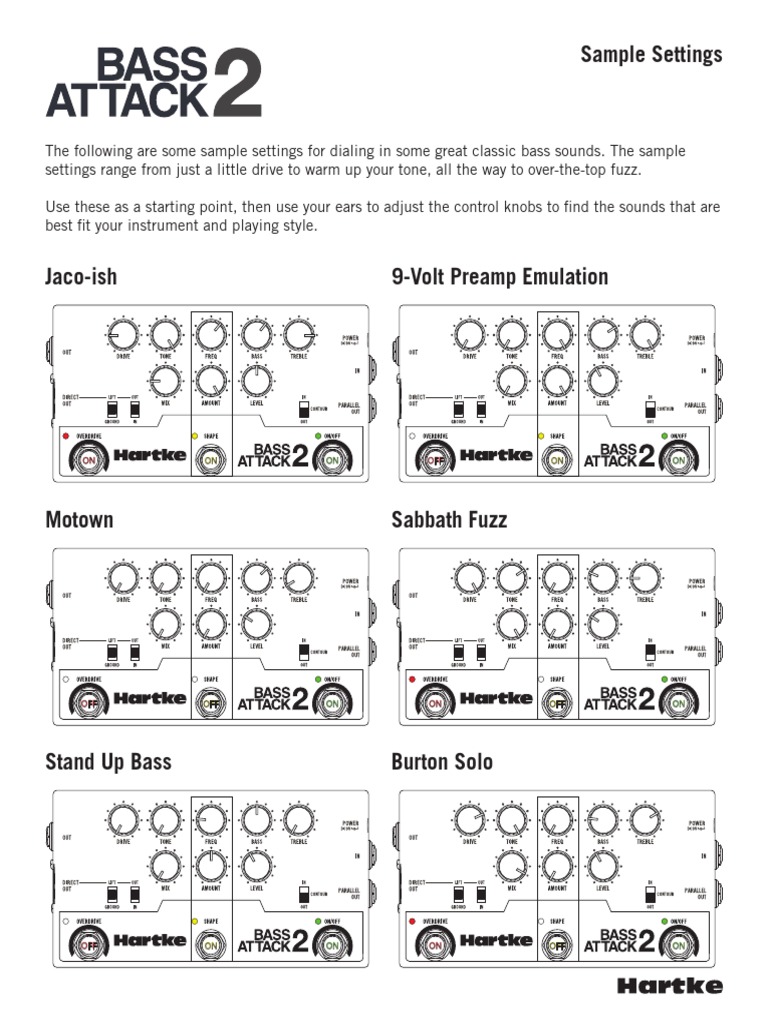 Sample Bass Tone Settings Ranging from Warm Drive to Over-the-Top Fuzz ...