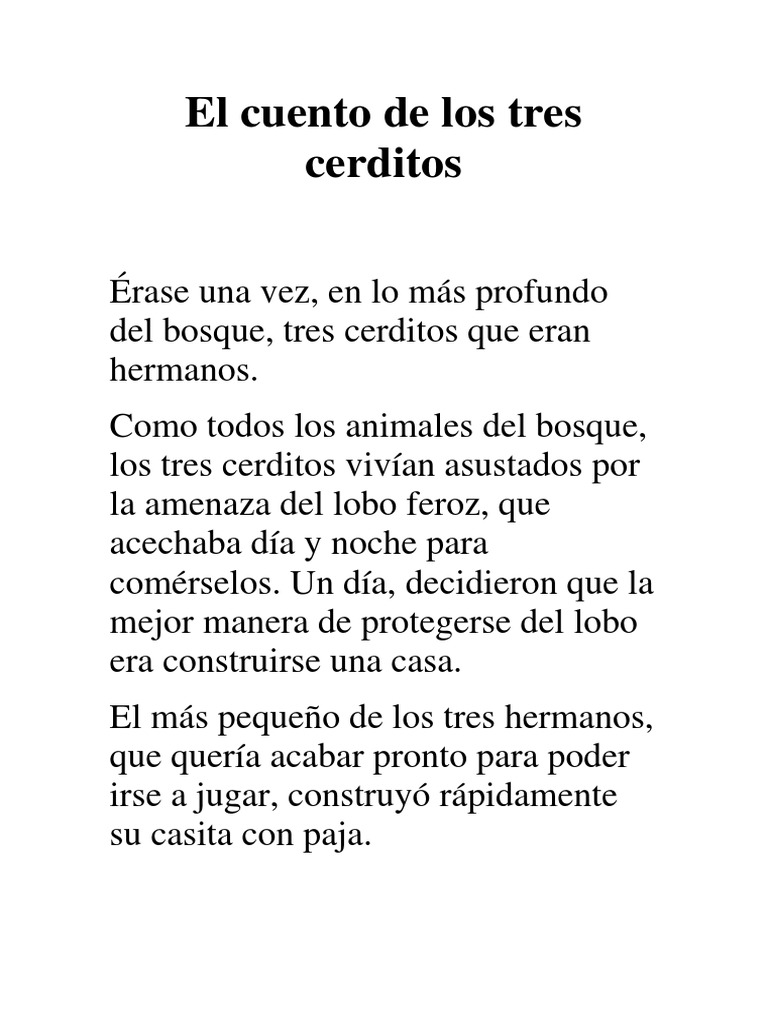 Cuento de los Tres Cerditos en Letra | PDF | Ficción general