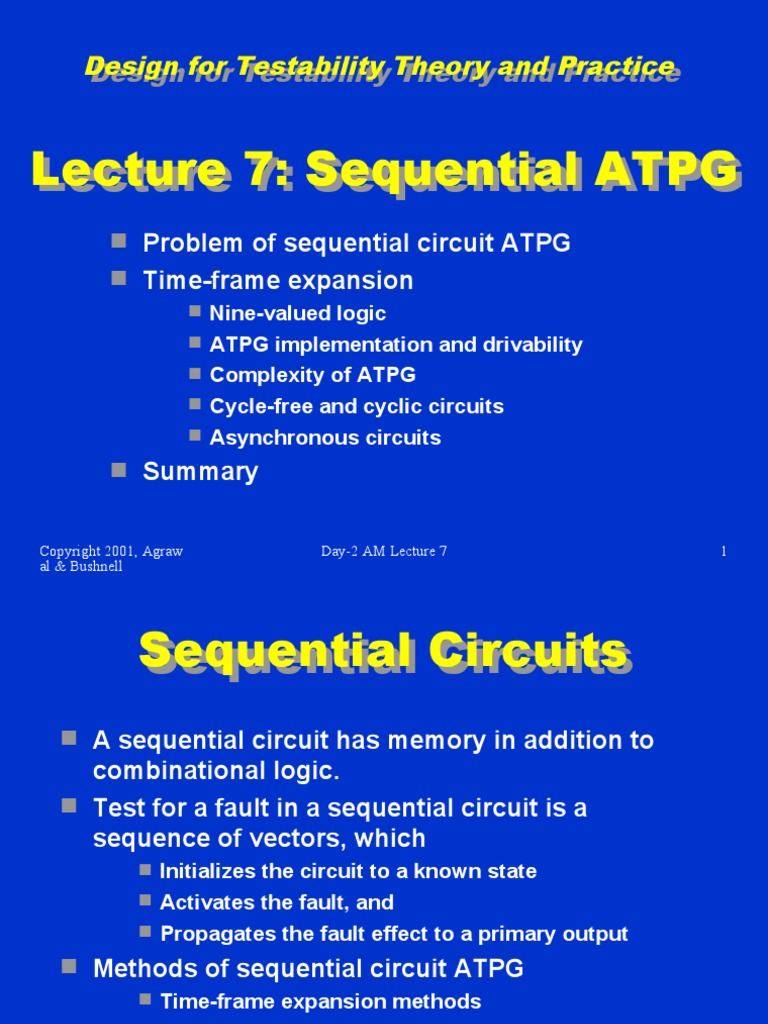 Lecture 7: Sequential ATPG | PDF | Digital Electronics | Computer Engineering