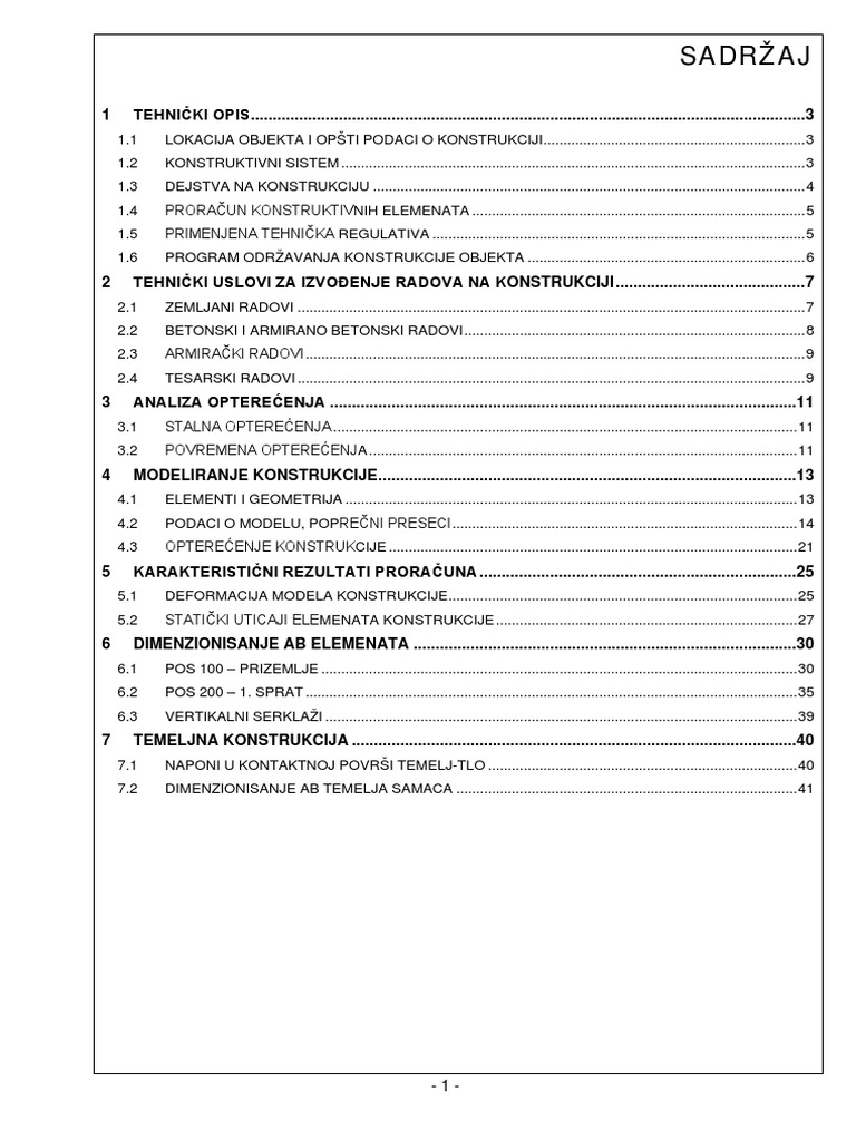 Proracun Konstrukcije Primer | PDF
