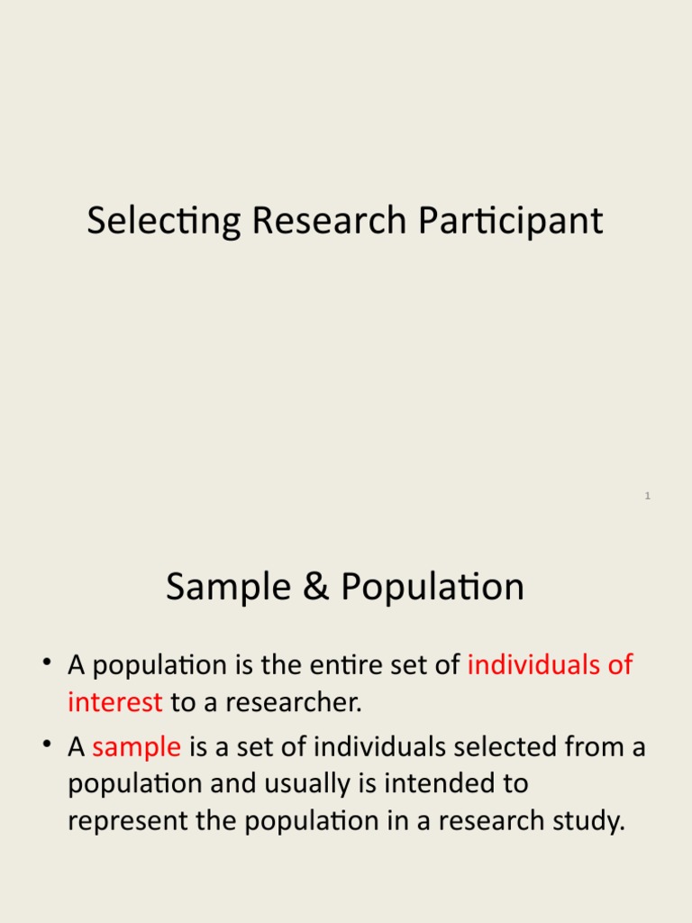 Selecting Research Participant | PDF