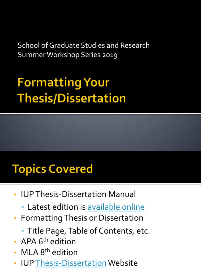 Formatting | PDF | Digital Object Identifier | Thesis