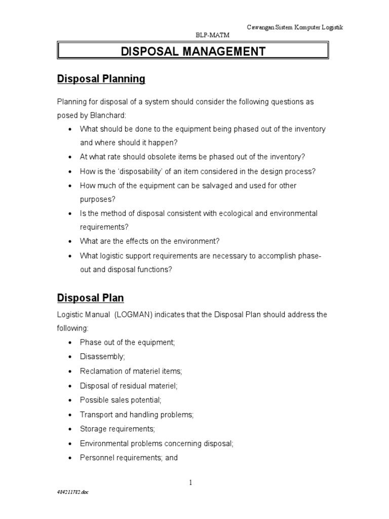 Disposal Management | PDF | Waste Management | Scrap