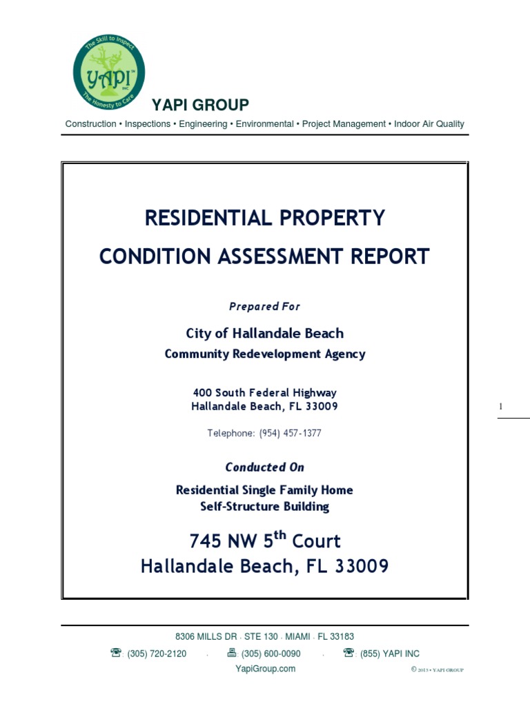 Property Condition Assessment Report: Residential | Download Free PDF ...
