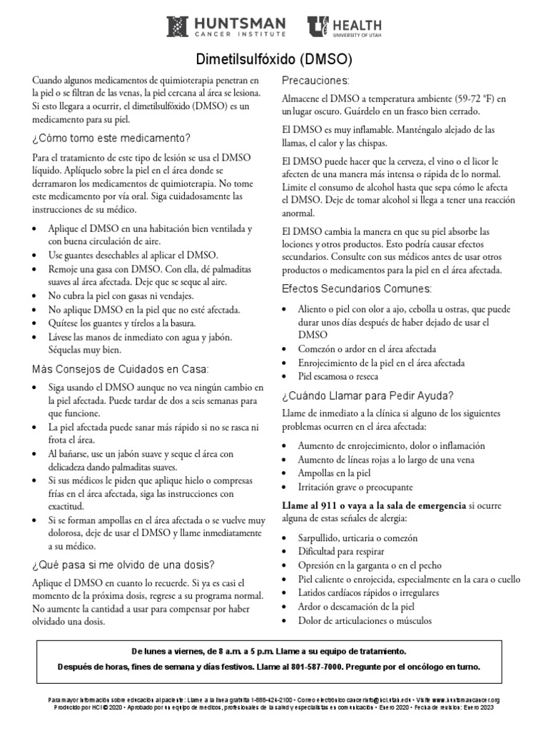 Dimethyl Sulfoxide Dmso Spanish | PDF | Medicamentos con receta ...