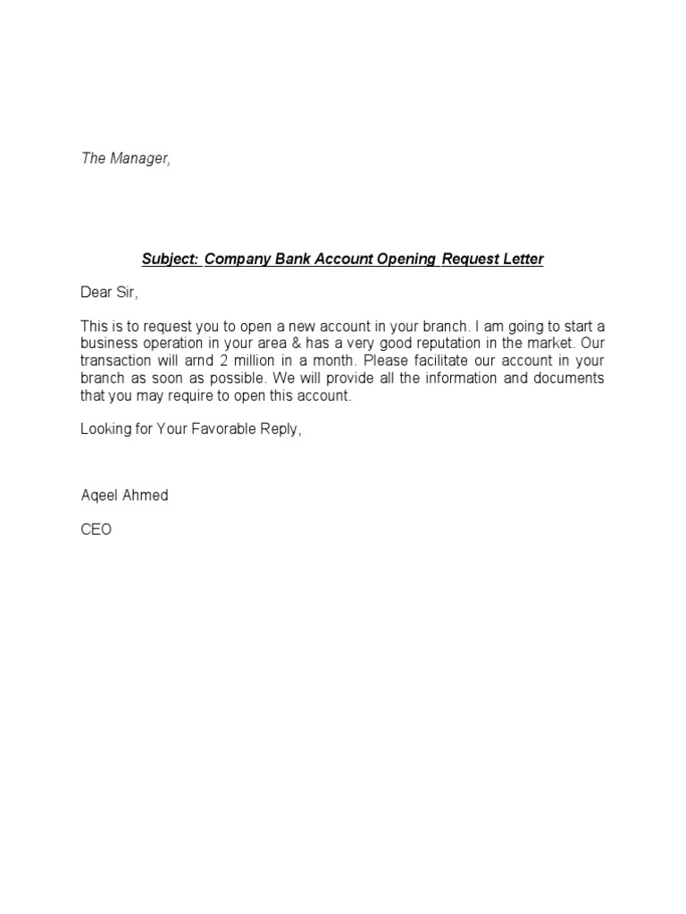 Account Opening Letter | PDF