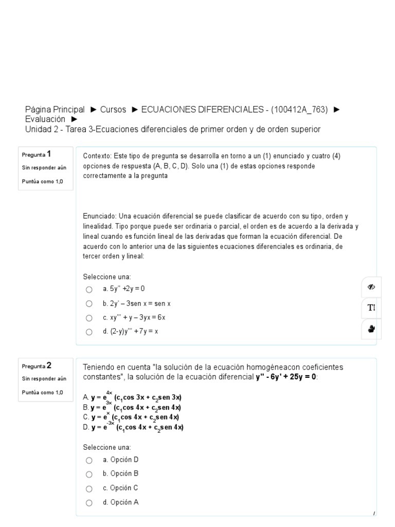 Examen EDO Tarea 3 | PDF | Ecuaciones diferenciales | Ecuaciones