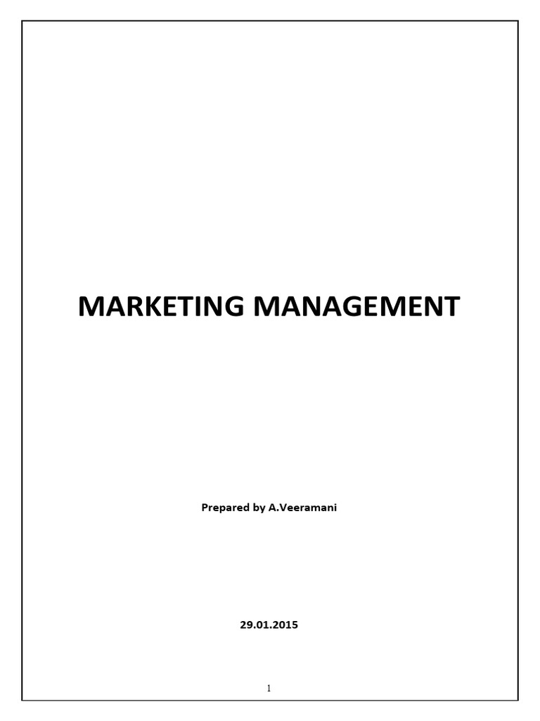 Short Notes On Marketing Management | PDF | Market Segmentation | Marketing