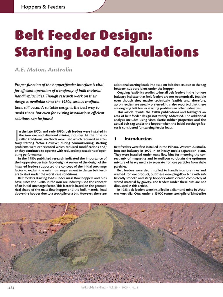 Belt Feeder Design: Starting Load Calculations: A.E. Maton, Australia ...