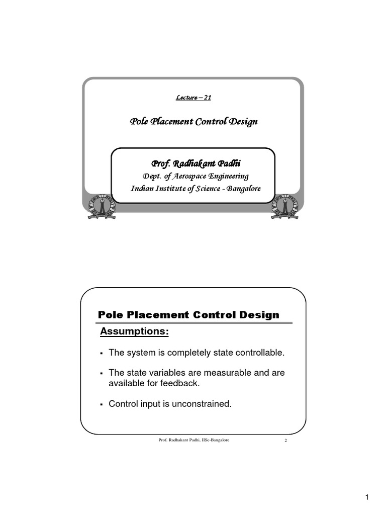 Pole Placement Control Design Pole Placement Control Design Pole ...