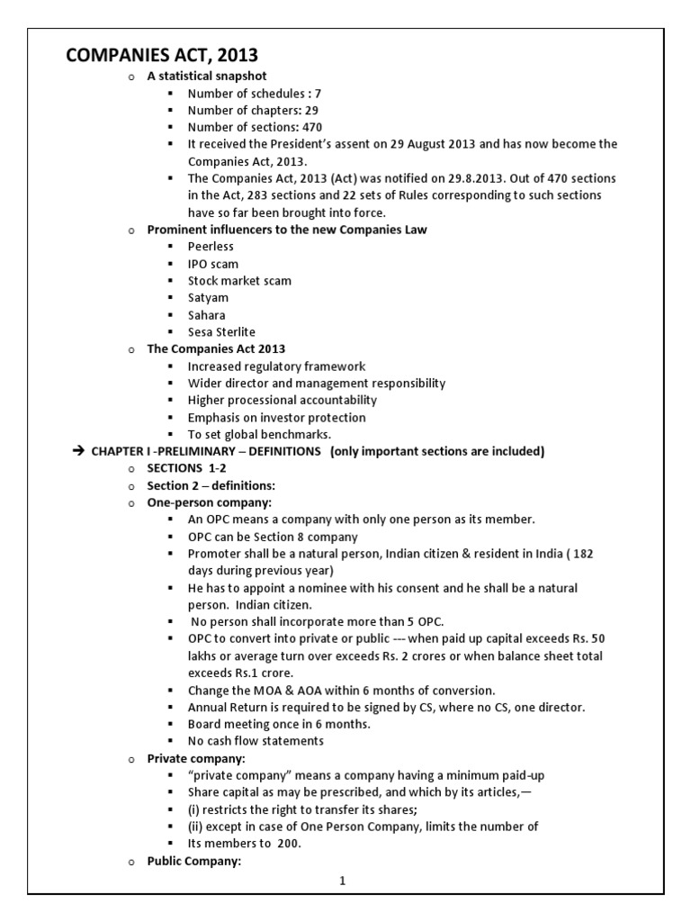 Overview of Companies Act 2013 | PDF | Securities (Finance) | Audit