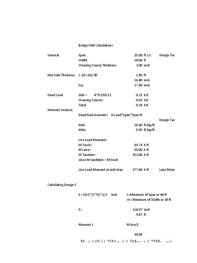 Bridge Calculations For Slab | PDF | Structural Engineering | Civil ...