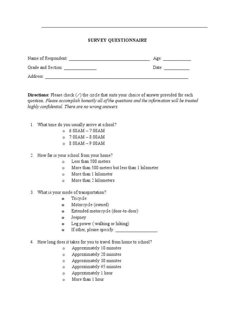 Survey Questionnaire | PDF | Learning | Cognition