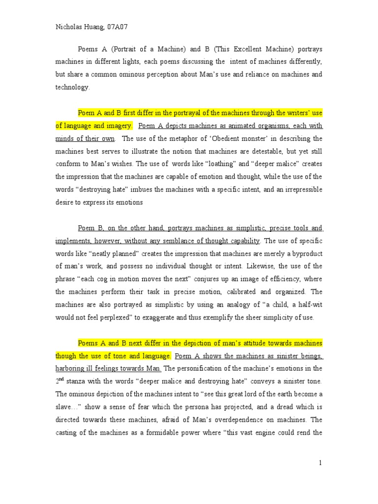 Machines in Poems A and B | PDF | Poetry | Rhyme