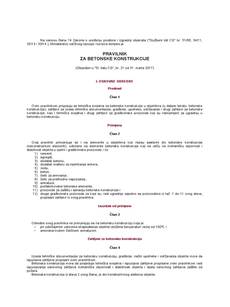 Pravilnik Za Betonske Konstrukcije 1 | PDF