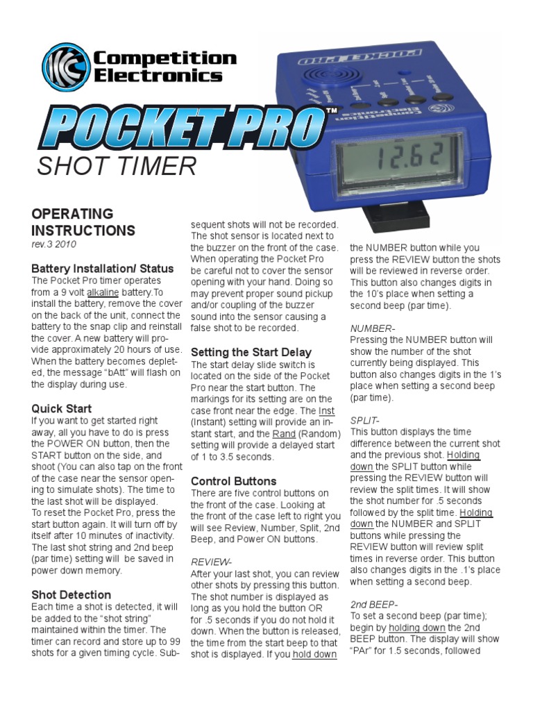 Pocket Pro Shot Timer Manual | PDF | Manufactured Goods