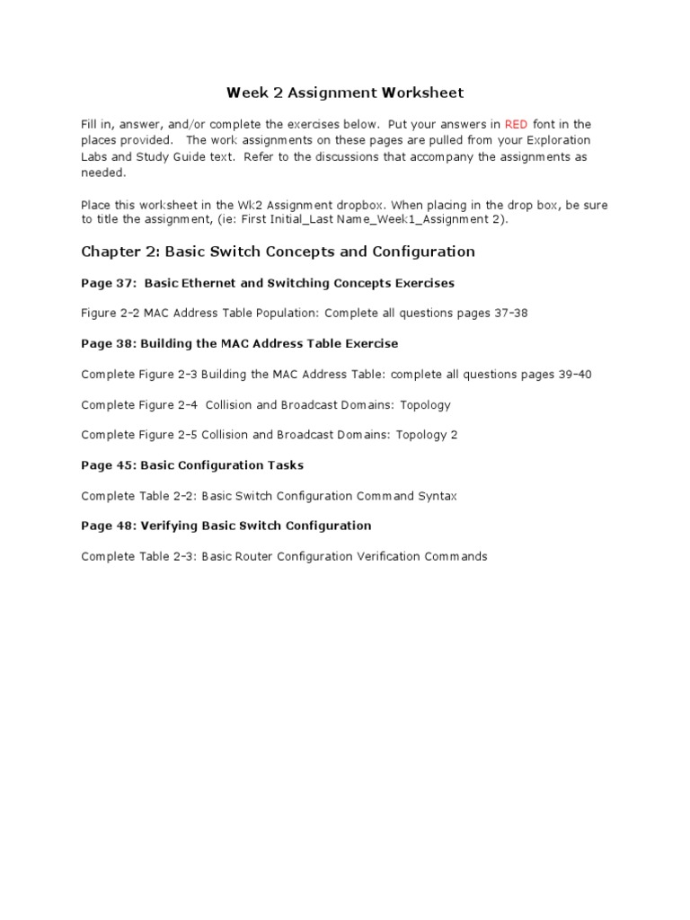Week 2 Assignment Worksheet | PDF | Teaching Methods & Materials ...