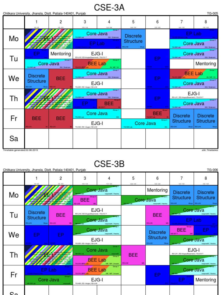 CSE Timetable for Chitkara University | PDF