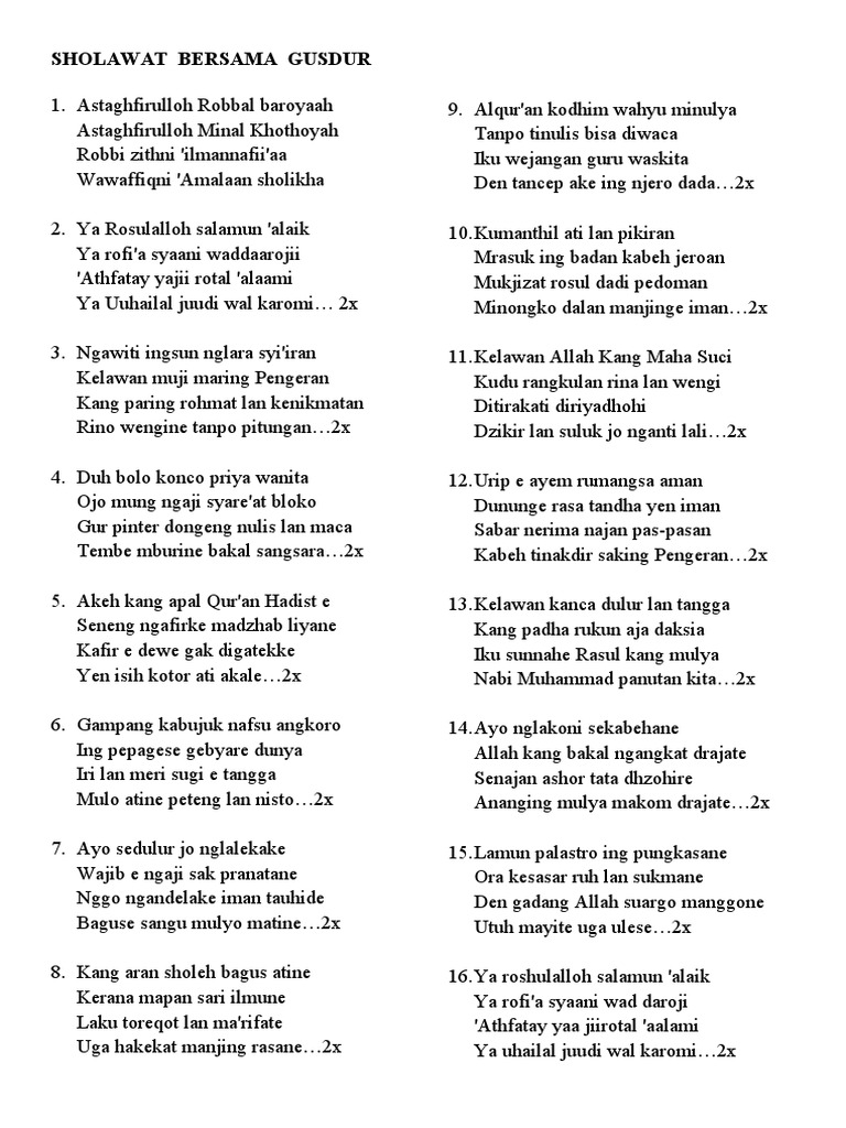 Sholawat Bersama Gusdur Pdf