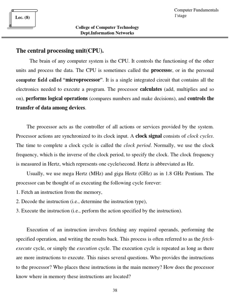 The Central Processing Unit (CPU) .: Transfer of Data Among Devices ...