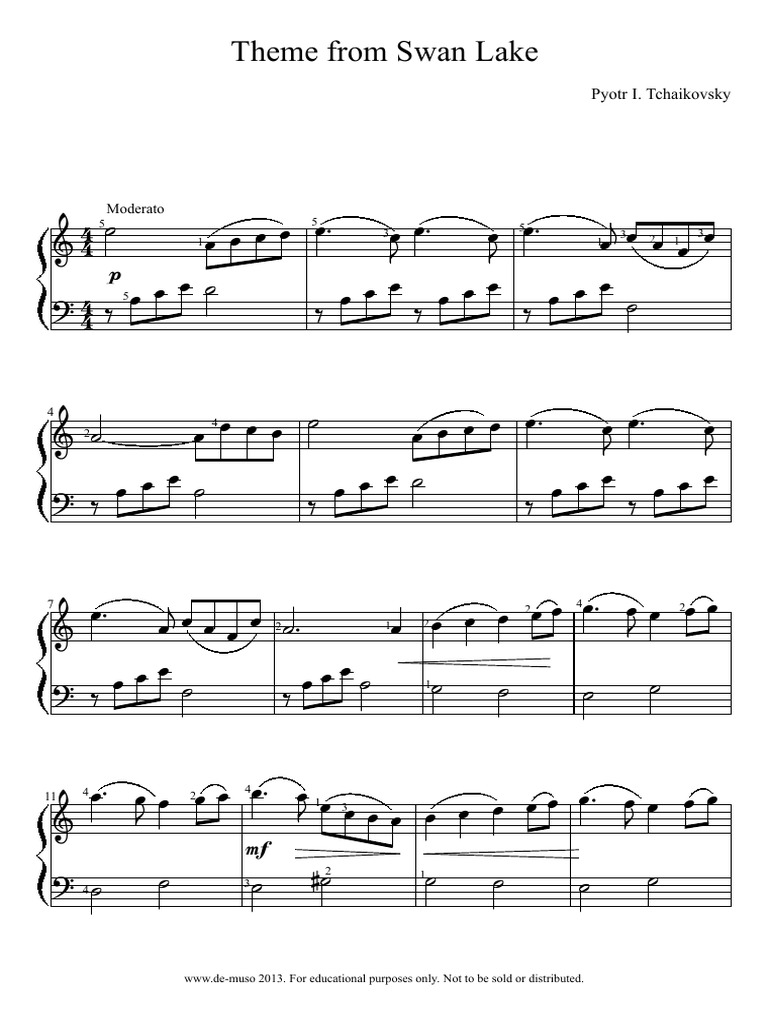 Theme From Swan Lake Intermediate PDF | PDF | Classical Compositions ...