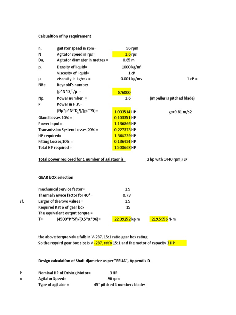 Calcualtion of HP Requirement | PDF | Horsepower | Transmission (Mechanics)