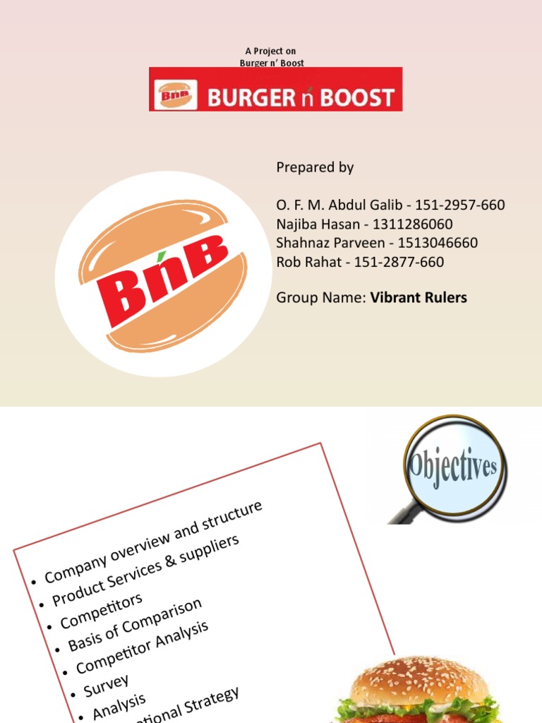 A Project On Burger and Boost | PDF | Hamburgers | Cuisine