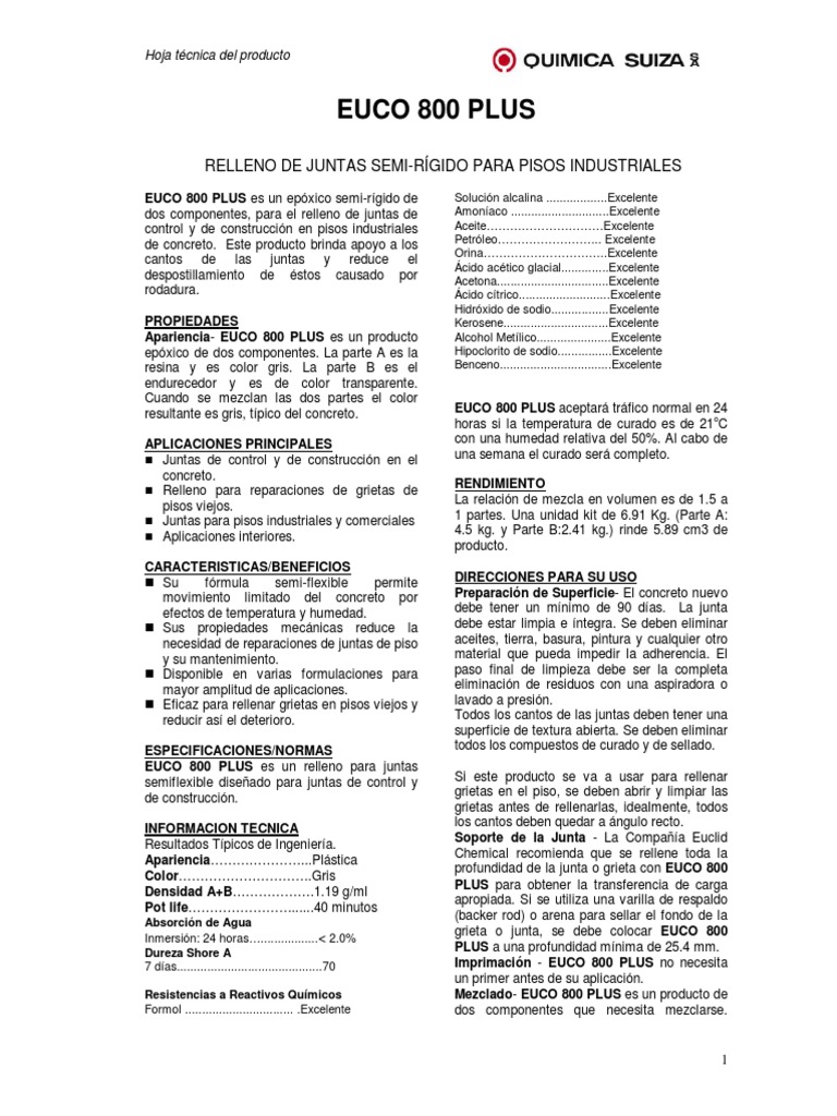 H T Euco 800 Plus PDF | PDF | Hormigón | Residuos