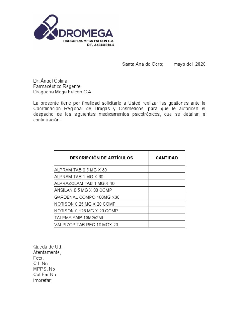 Solicitud Psicotropicos Nueva Corregida | PDF