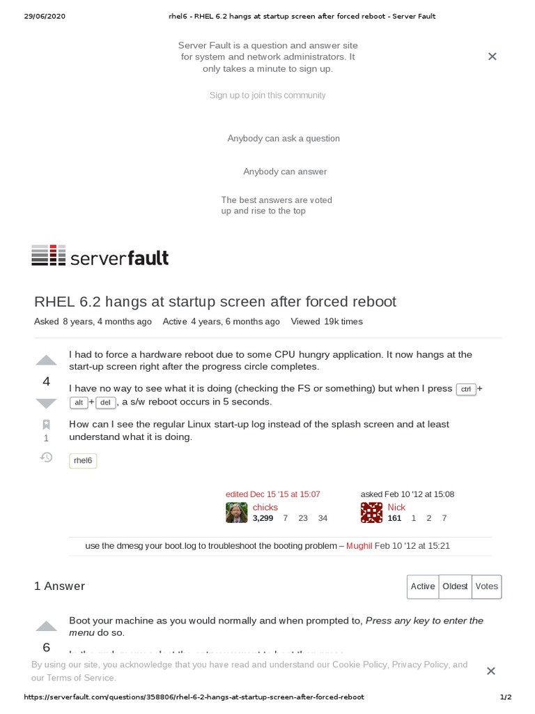 RHEL 6.2 Startup Hang After Reboot | PDF | Booting | Computer Engineering
