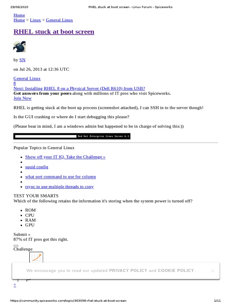 RHEL Boot Screen Issue Troubleshooting | PDF | Internet Privacy ...