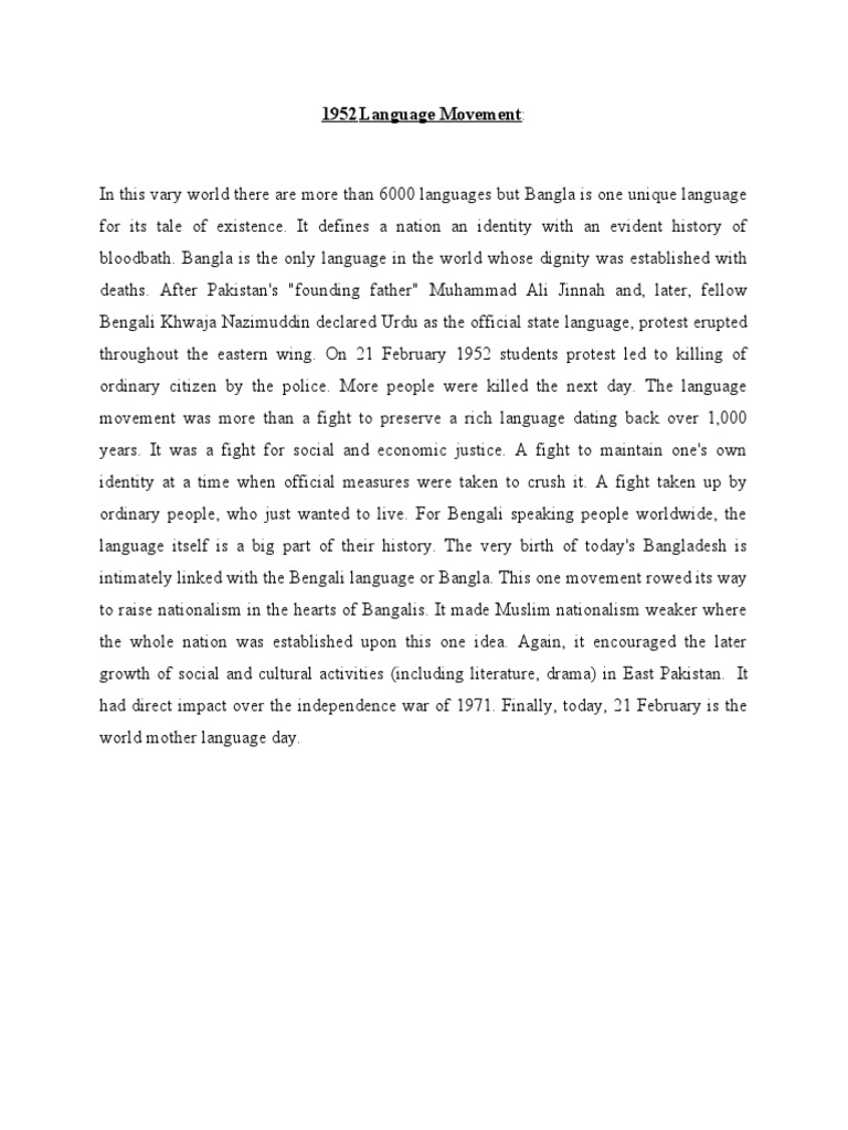 1952 Language Movement | PDF | Politics | History