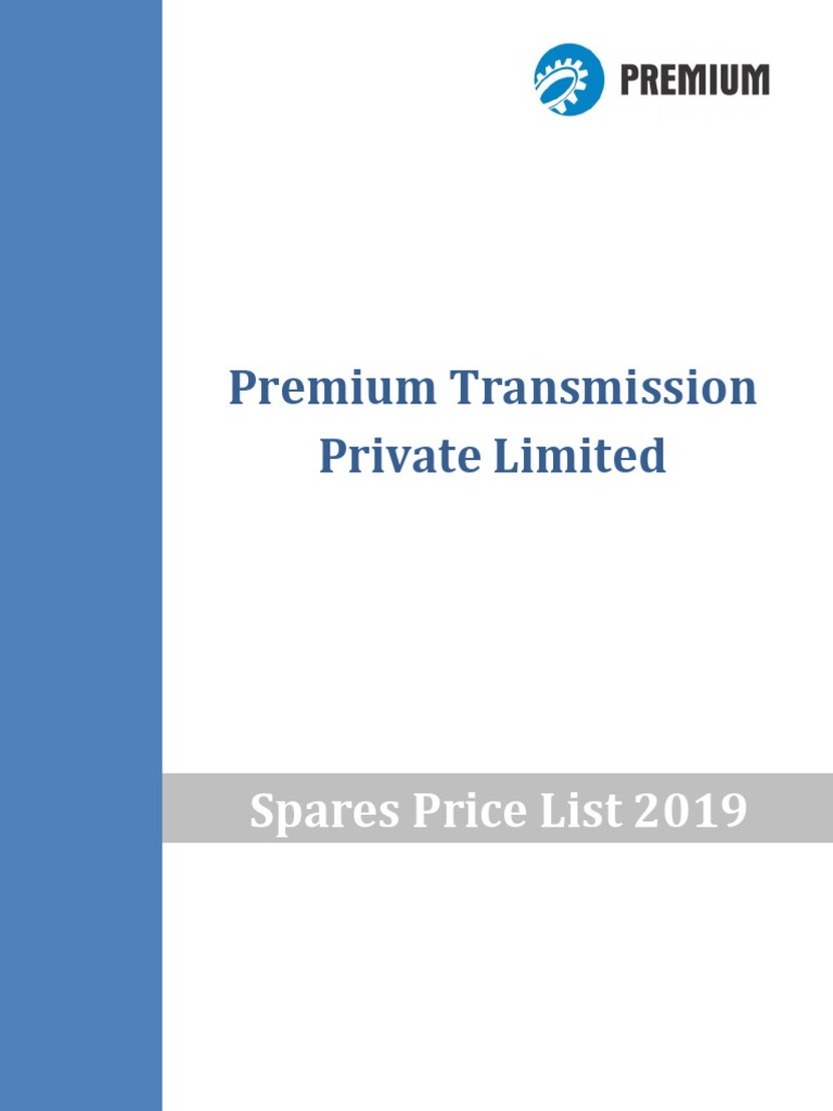Premium Transmission Private Limited: Spares Price List 2019 | PDF ...
