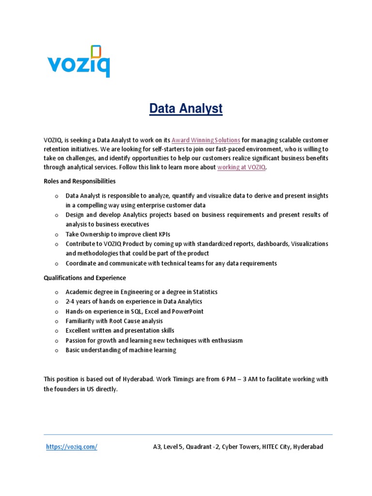 Data Analyst JD - 20190701 | PDF