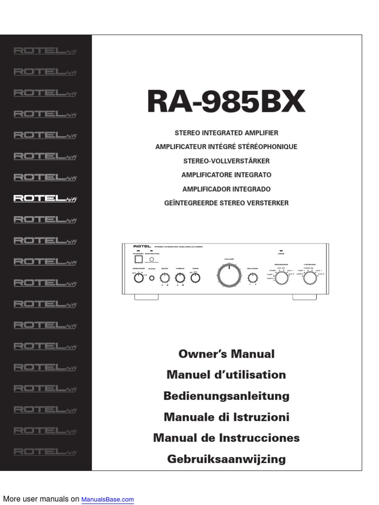 Rotel Ra-985bx PDF | PDF | Amplifier | Electronic Engineering