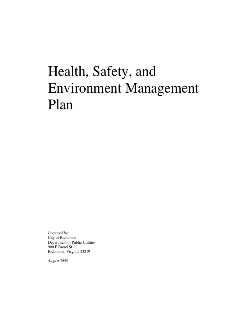 Health, Safety, and Environment Management Plan: Prepared by | Download ...