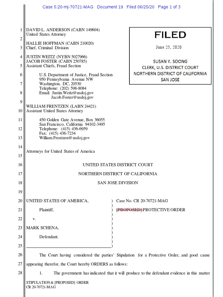 Schena 6-25-2020 | PDF | Discovery (Law) | Public Law