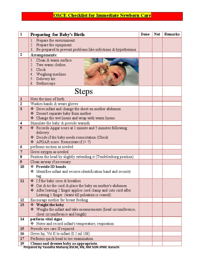 OSCE Checklist for Newborn Care | PDF | Childbirth | Cardiopulmonary ...