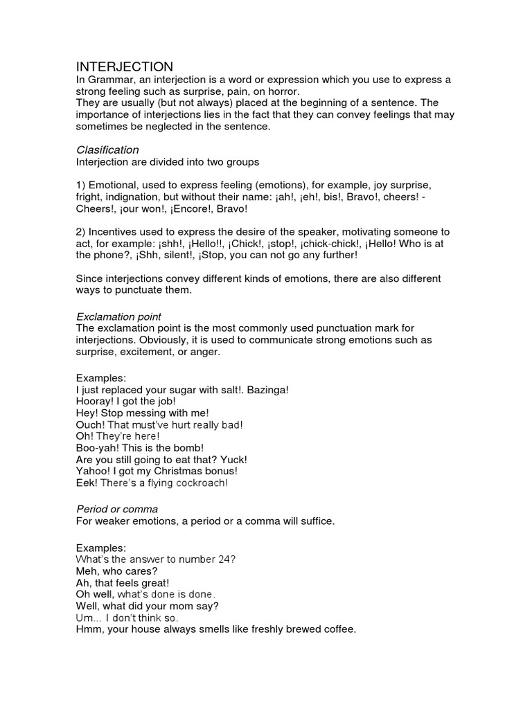 INTERJECTION | PDF | Lexical Semantics | Linguistic Typology