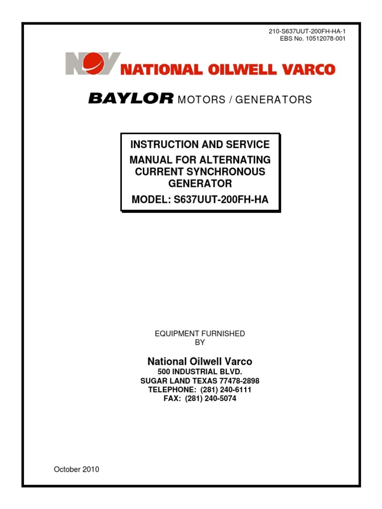 210-S637UUT-200FH-HA - Baylor MotorsGenerators Instruction and Service ...